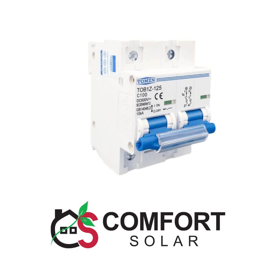 TOMZN 2P DC Circuit Breaker 125A/100A 600V - Comfort Solar